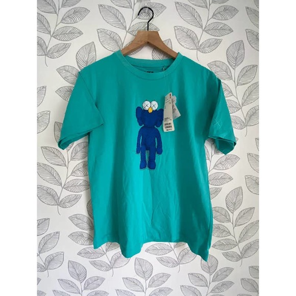 KAWS | Shirts | Kaws X Uniqlo Blue Graphic Teal Tshirt Nwt Size L ...